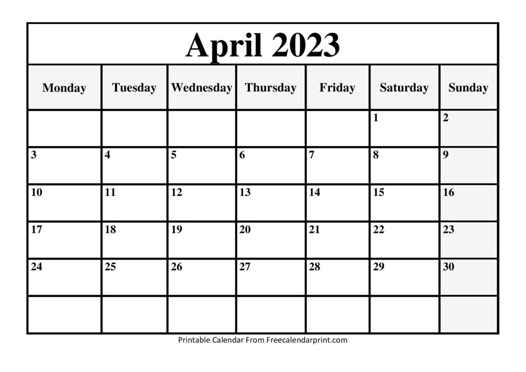 April 2023 Calendar Printable PDF Blank Free Templates