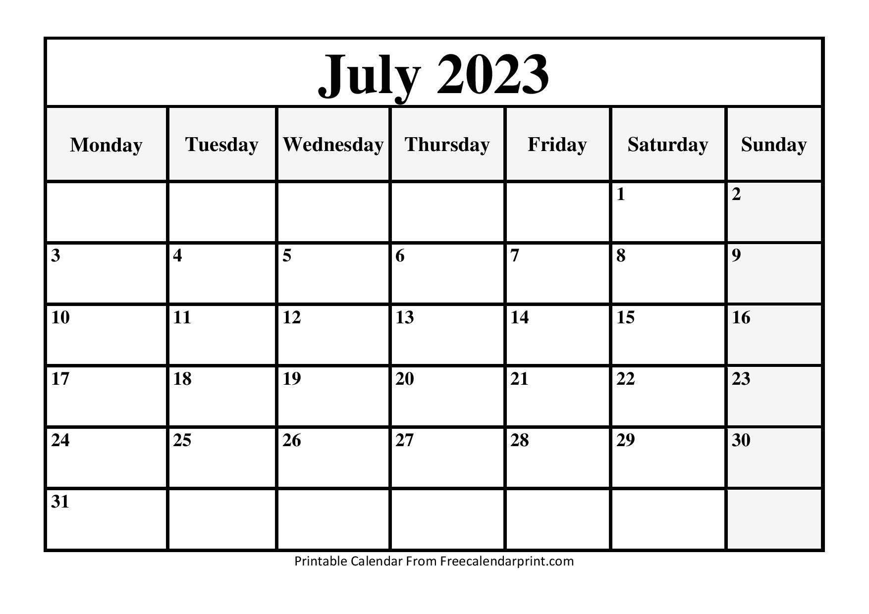 2023 Monthly Calendar Printable January To December Free 2023 Calendar Printable