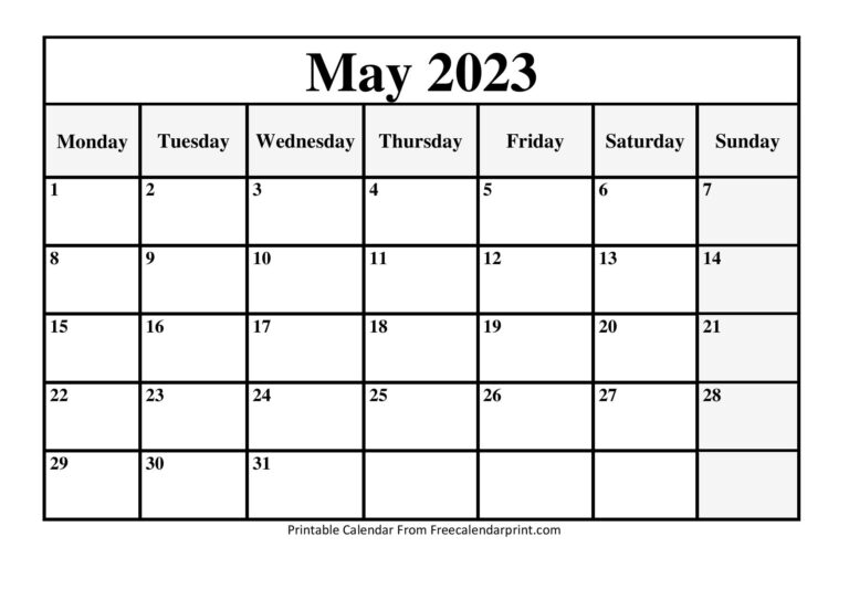 May 2023 Calendar Free Printable Pdf Blank Templates Vrogue