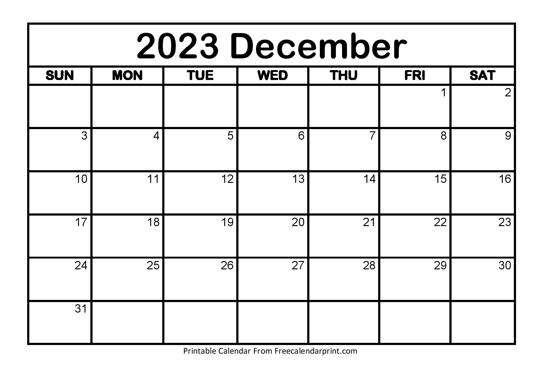 2023 Monthly Calendar Printable January To December Free 2023 