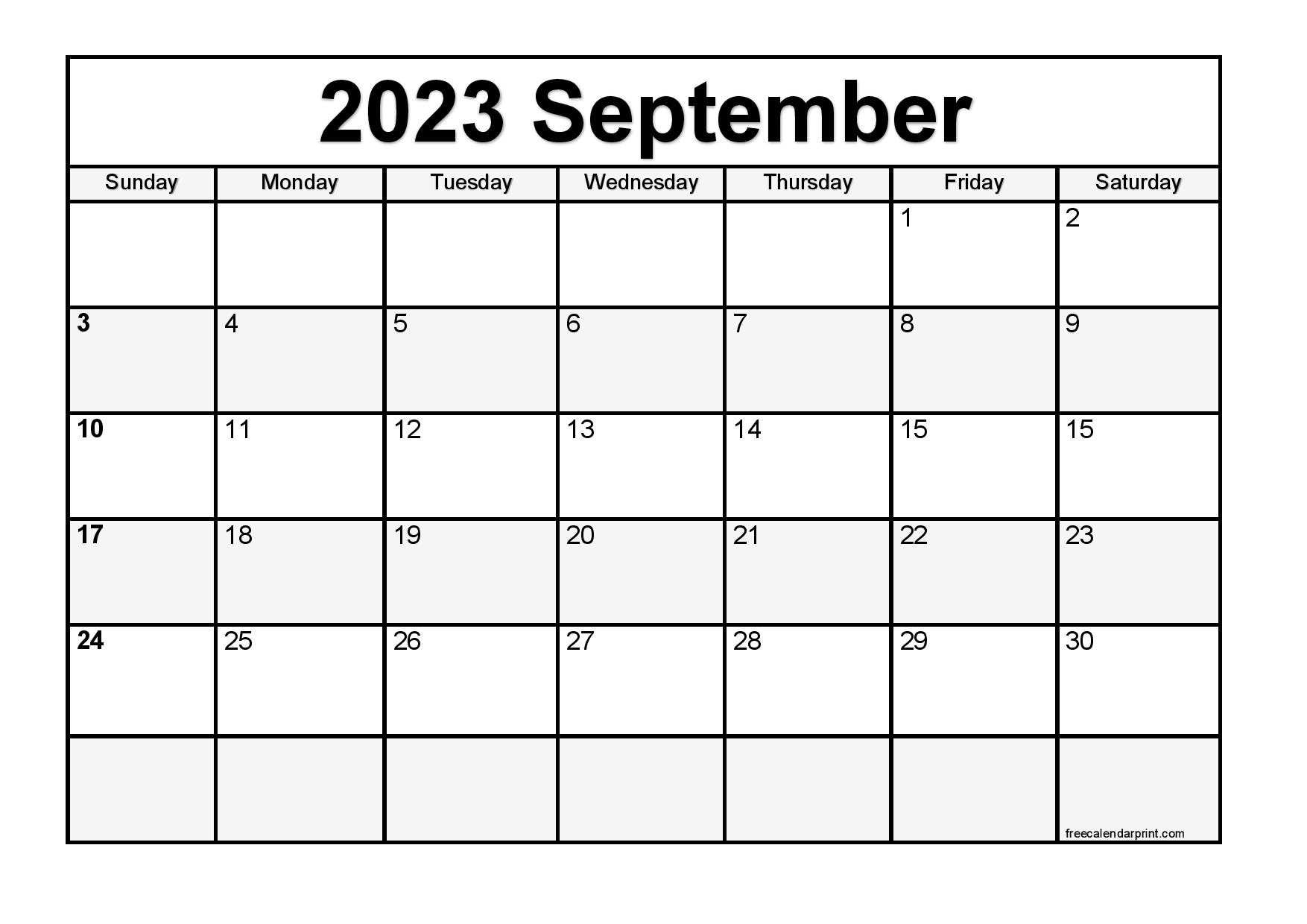 September 2023 Calendar Printable PDF Template Free 2023 Calendar