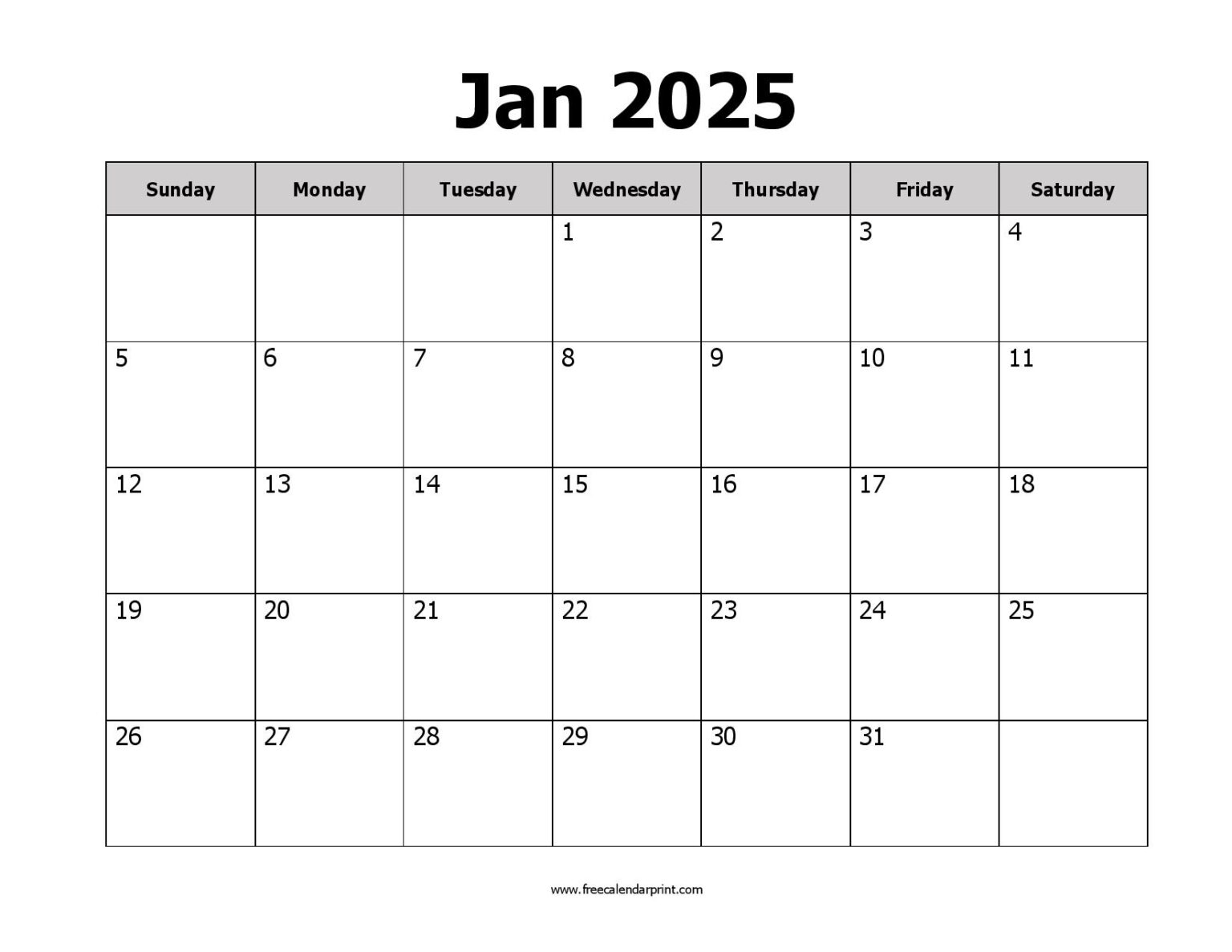 2025 Monthly Calendar Printable (January to December)