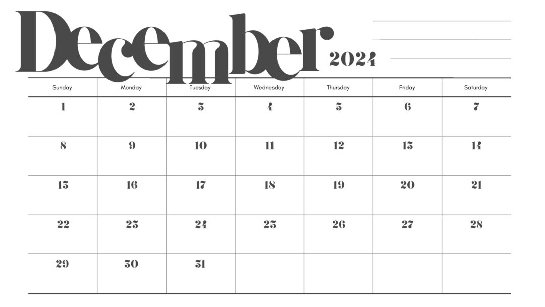 Free Printable December 2024 Calendar PDF Templates Free Printable December 2024 Calendar PDF Templates