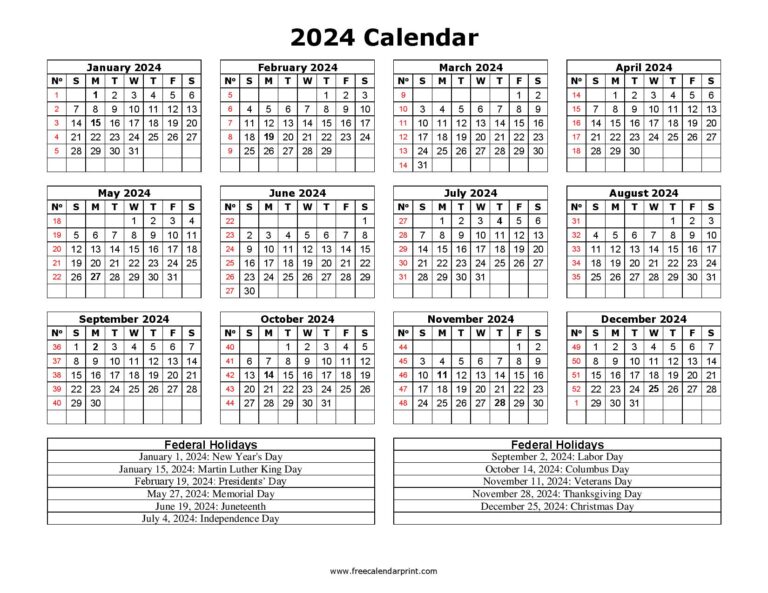 2024 USA Federal Holidays Calendar - U.S. Federal Holidays