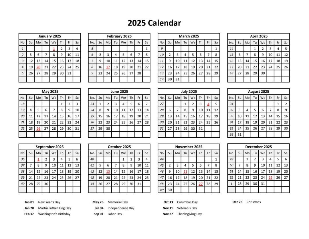 2025 USA Federal Holidays Calendar - U.S. Federal Holidays