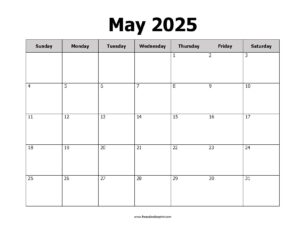 May 2025 Calendar Printable PDF Blank Free Templates