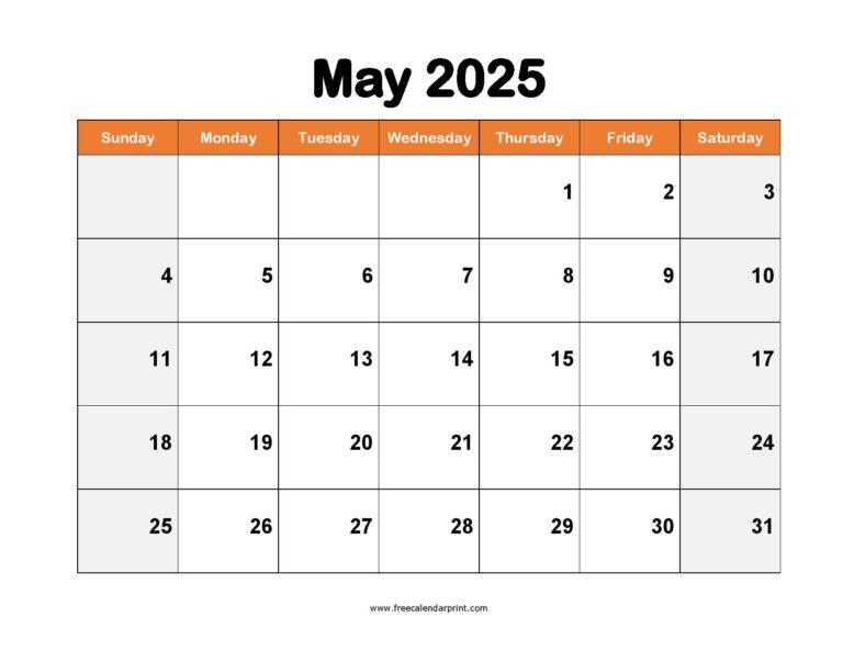 May 2025 Calendar Printable PDF Blank Free Templates