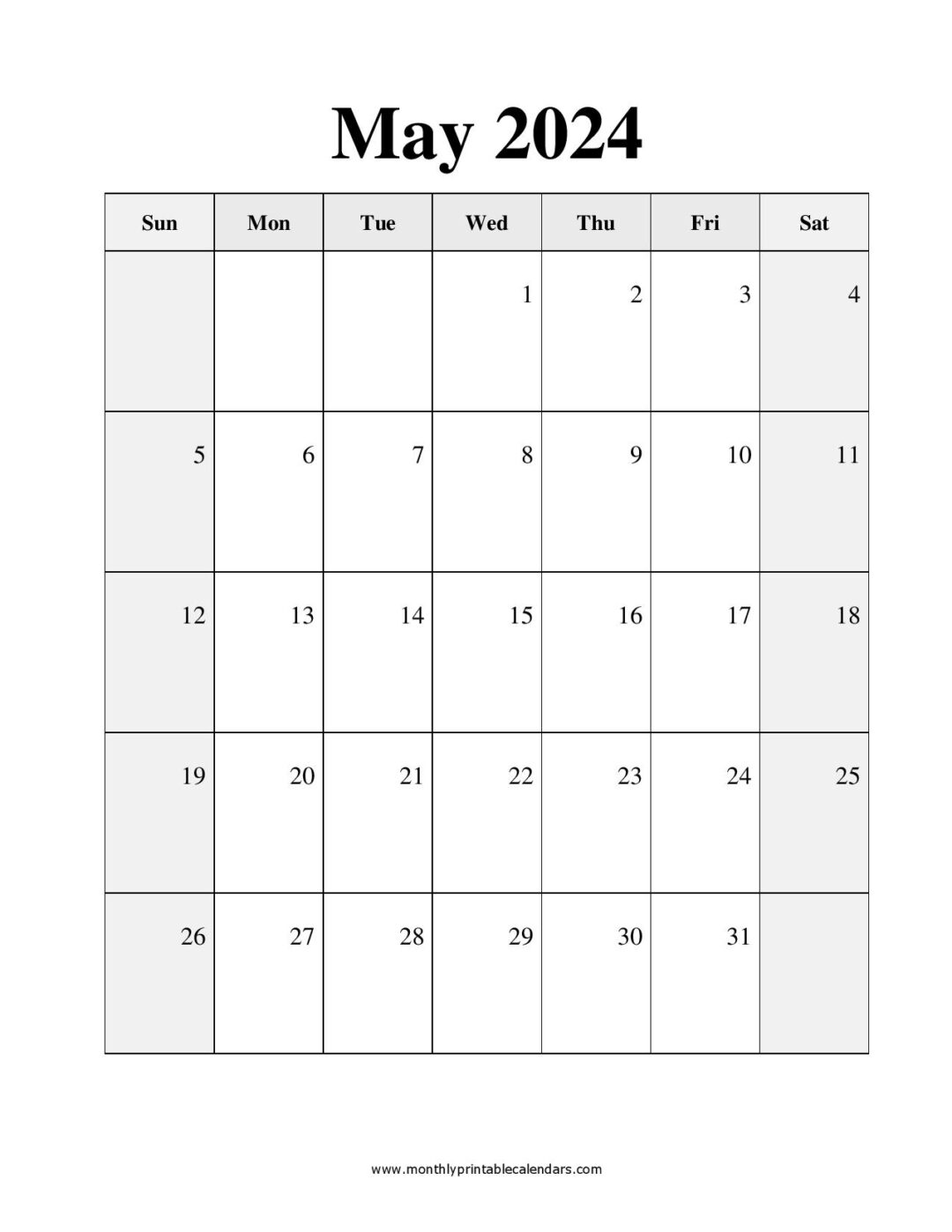 May 2024 Calendar Printable PDF Blank Free Templates